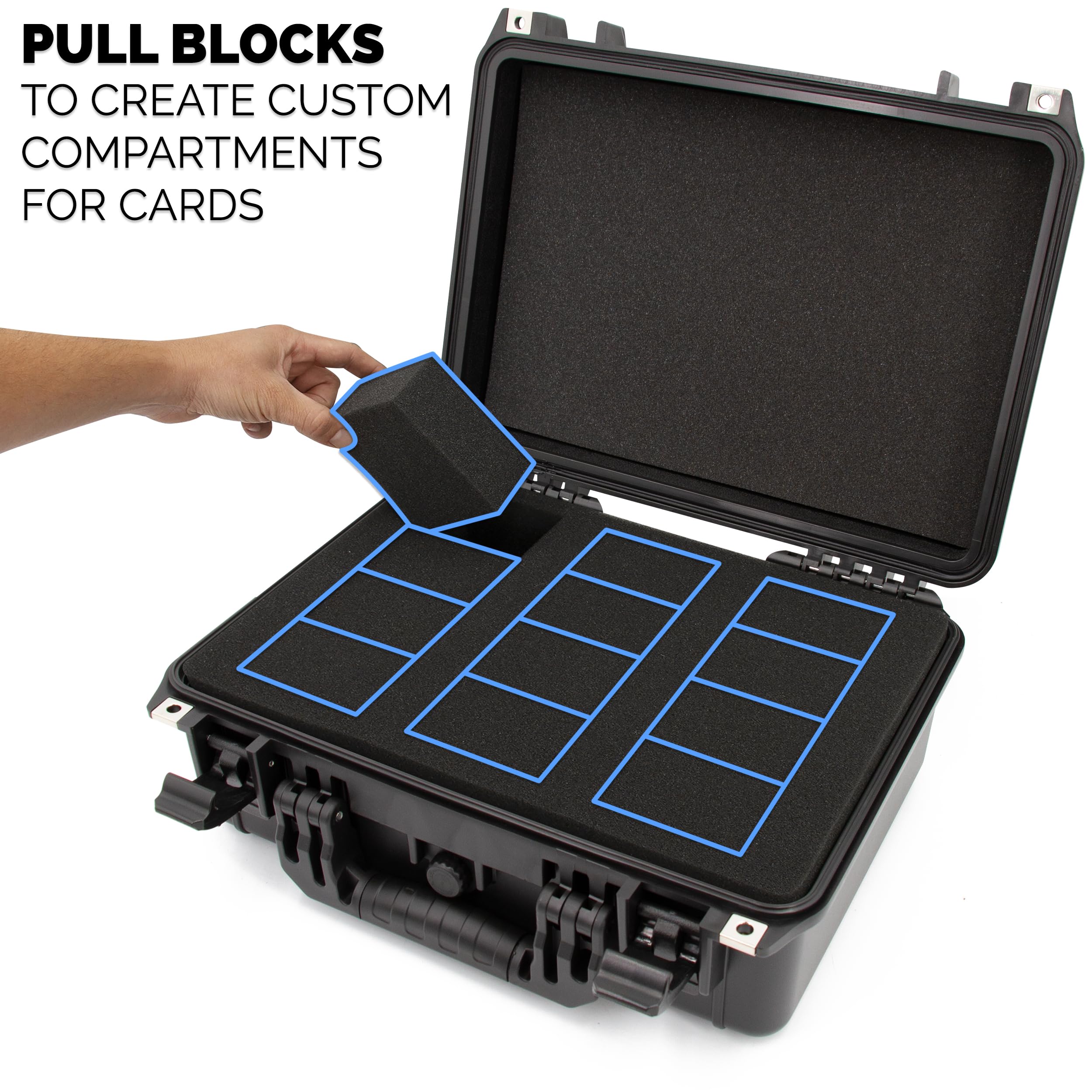 CASEMATIX Graded Card Case Pro Edition Compatible with 100 BGS PSA Graded Sports Trading Cards, IPX7 Waterproof Graded Slab Trading Card Box with Precision Cut Graded Card Storage Box Foam Dividers