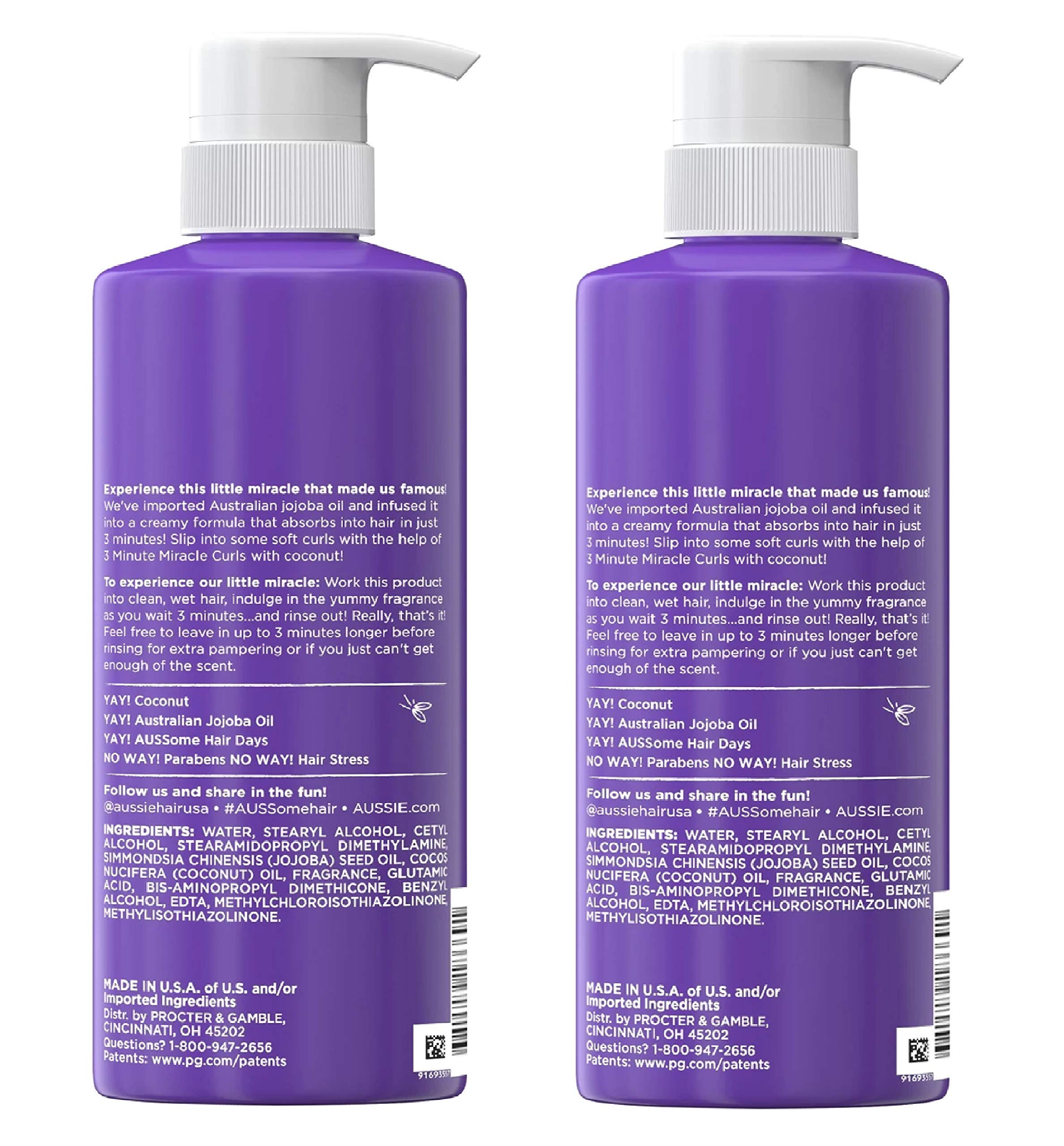 Paraben-Free Miracle Curls 3 Minute Miracle Conditioner with Coconut and Australian Jojoba Oil 16 fl oz - 2-PACK