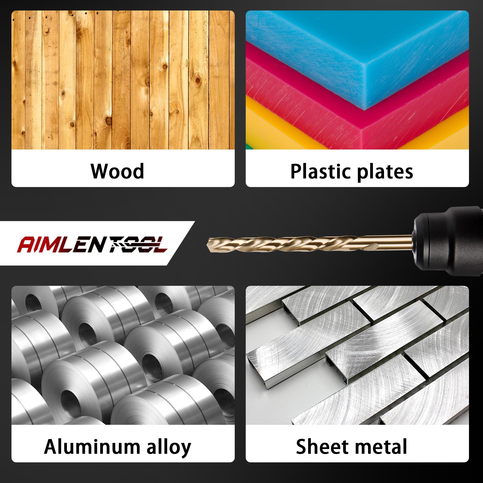 AIMLENTOOL 15Pcs Cobalt Drill Bit Set, M35 HSS, SAE (1/16" - 3/8"), 135° Tip, Twist Jobber Length Drill Bit Kit for Hardened Metal, Stainless Steel, Cast Iron, Plastic and Wood, Indexed Storage Case