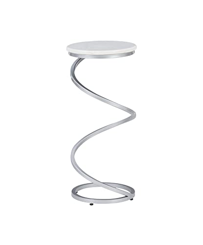 Powell Company Silver Spiral Metal Base with White Marble Top Drink Powell Nora Table