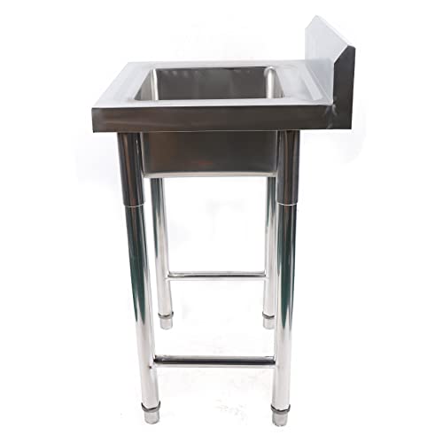 Commercial Stainless Steel Catering Sink, Catering Single Sink Utility Kitchen Wash Basin for Restaurant, Wash Table Single Bowl, 19.69x19.69 Inch