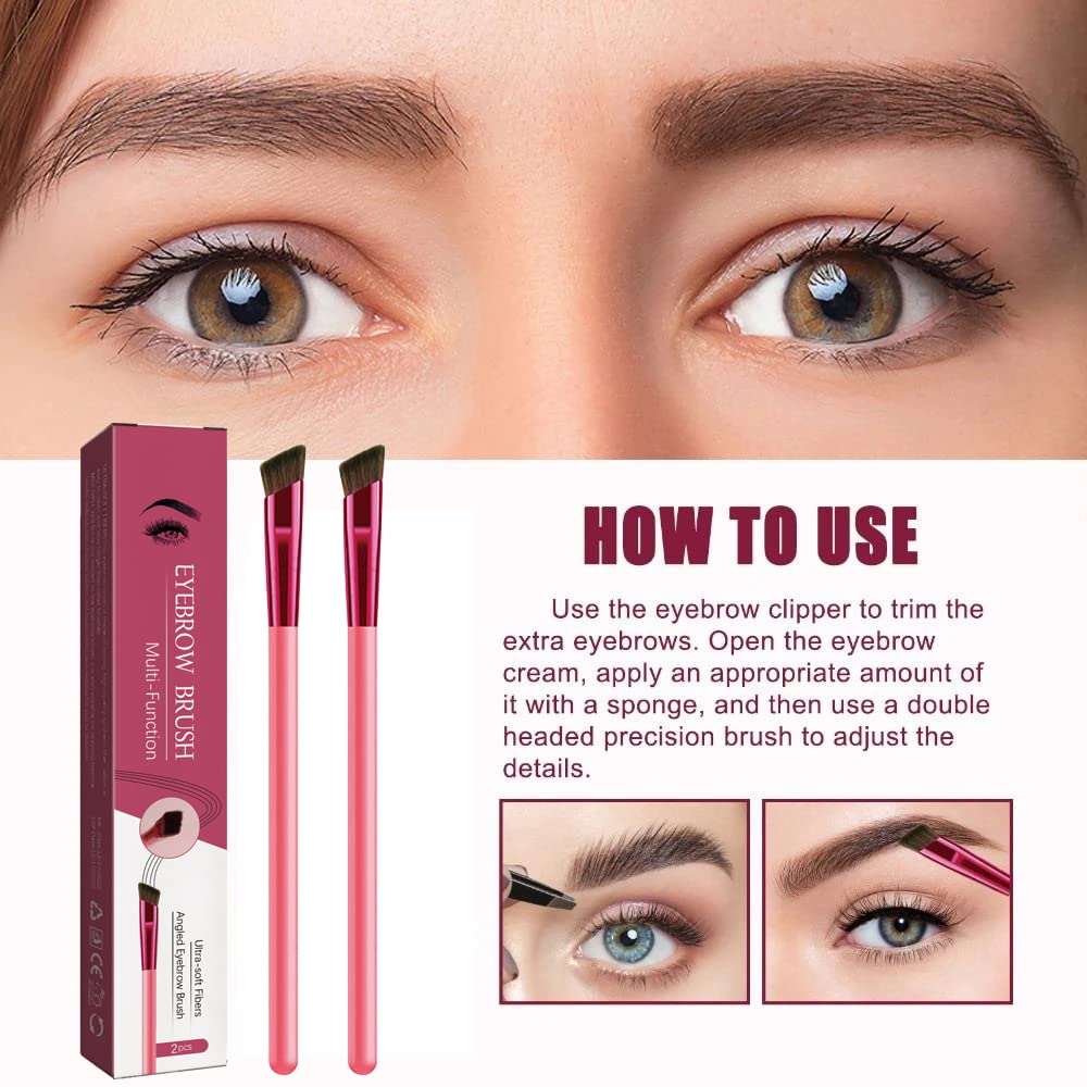4D Hair Stroke Brow Stamp Brush, Eyebrow Hair Stroke Brush, Ultra-thin 4D Eyebrow Stamp Brush, Realistic Hair Stroke Eyebrow Brush Eye Brow Stamping Kit(Light Brown)