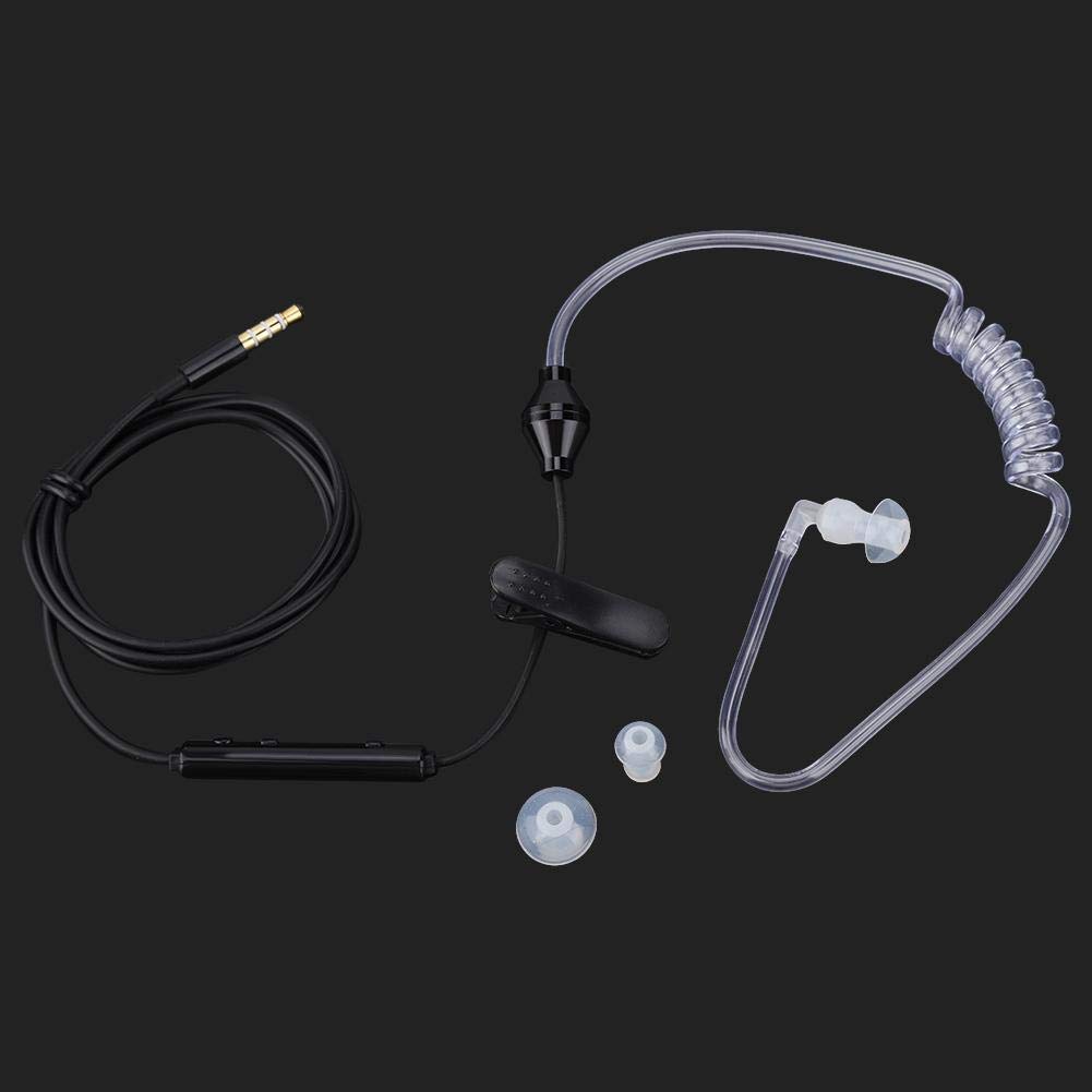 Yoidesu Universal 3.5mm Acoustic Hollow Earbuds Headphones with Microphone,Anti-Radiation in-Ear Single Earbud,Wired Cell Phone Earpiece (Black)
