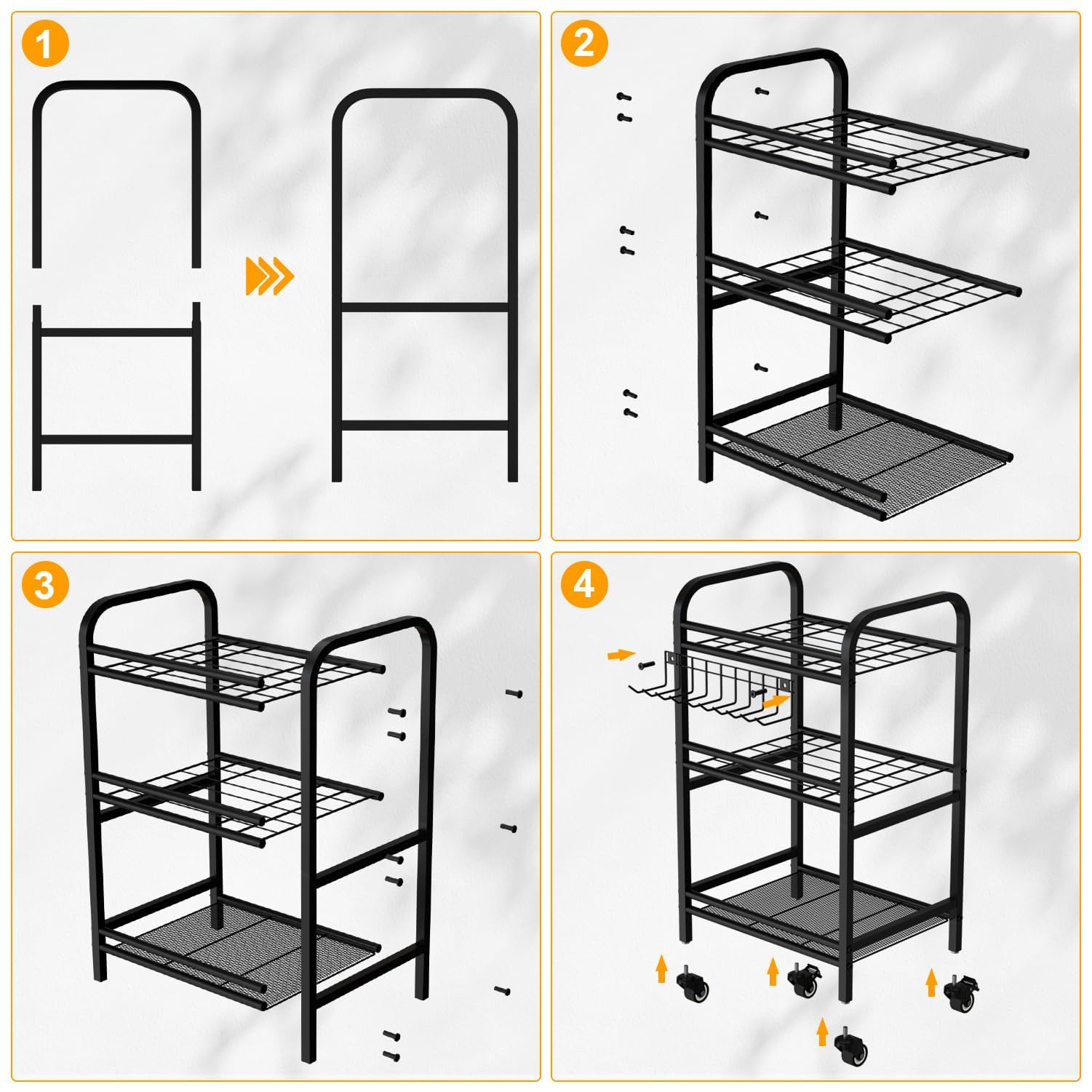FZK Garden Tool Organizer,Garage Storage,Garden Tool Organizer for Garage,Yard Tool Organizer for Garage,Wheeled Garden Tool Rack,Up to 40 Long-Handled Garden Tool Storage,Garage Tool Organizer
