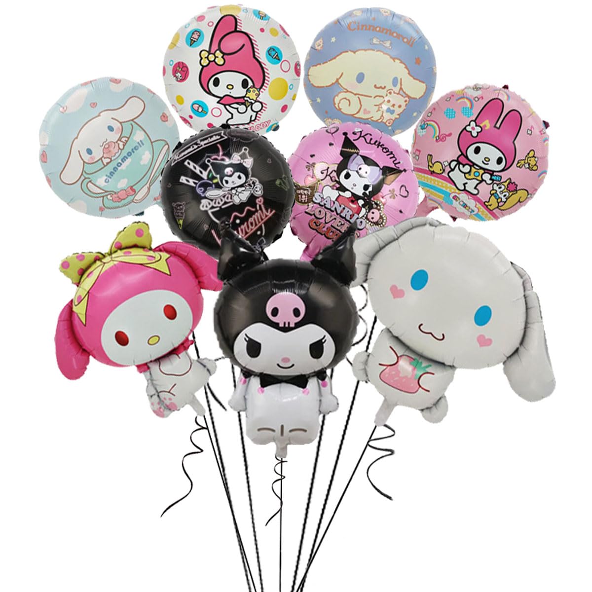 9 Pcs Cute Party Balloons Decorations, Kawaii Kids' Party Balloons, Anime Theme Party Supplies, Aluminum Film Double Sided Balloons, Baloons Multicolor for Birthday, Thanksgiving Day, Christmas Party