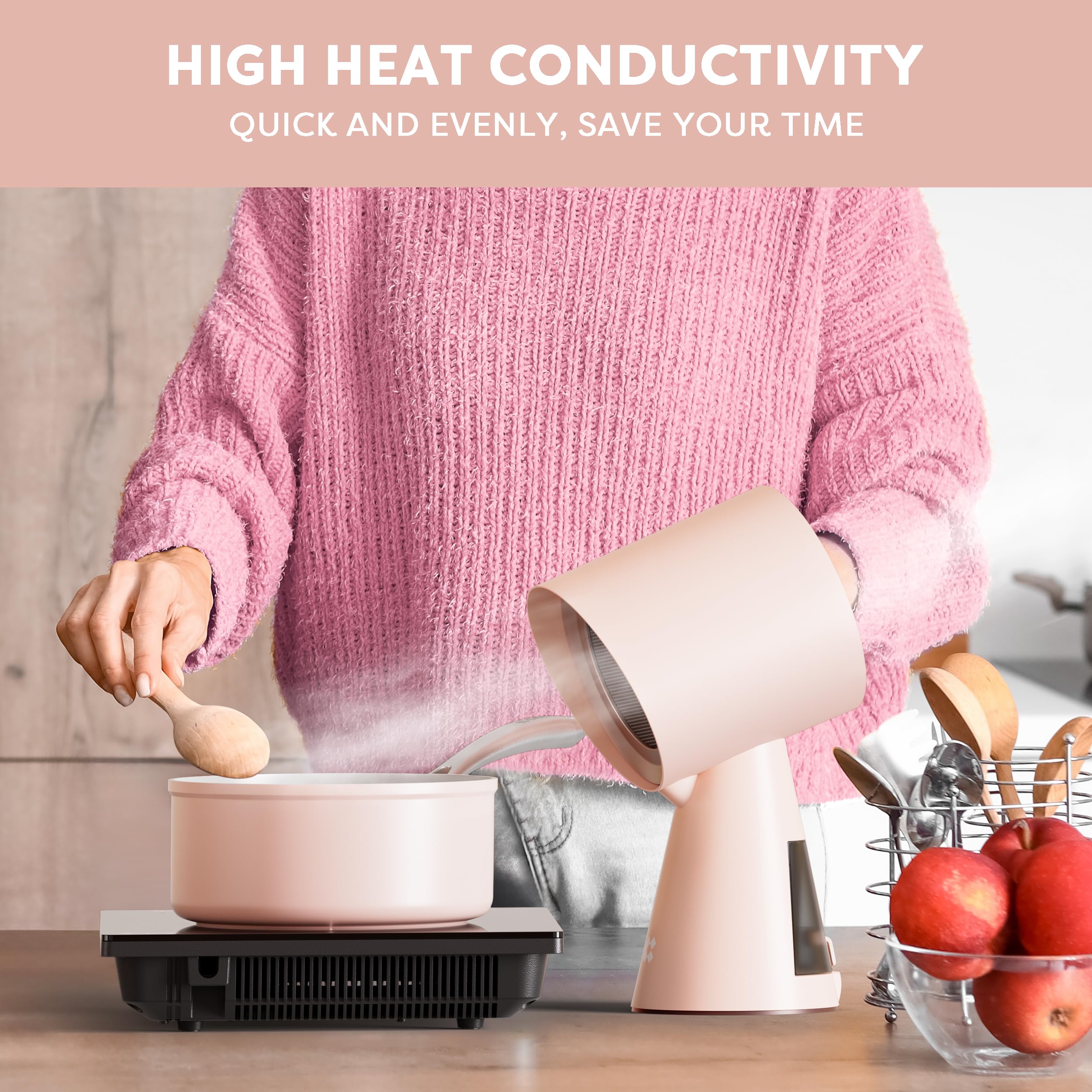 CIARRA Nonstick Sauce Pan, 3 QT Ceramic Sauce Pan with Lid, Non Toxic, PTFE & PFOA Free, Oven Safe & Compatible with All Stovetops, Orange
