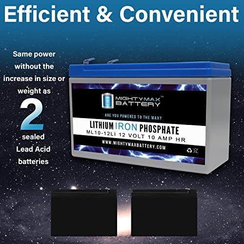 Mighty Max Battery Mighty Max Battery ML10-12LI - 12 Volt 10 AH Deep Cycle Lithium Iron Phosphate (LiFePO4) Rechargeable and Maintenance Free Battery