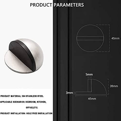 6 Pack Floor Door Stops, BetterJonny Self-Adhesive Door Stopper Stainless Steel Door Stops for All Hard Floors to Reduce Noise and Keep Quiet