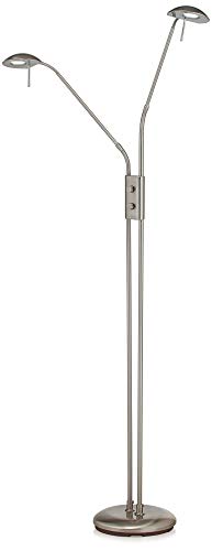 360 Lighting Casper Traditional Pharmacy Floor Lamp Standing LED 2-Light 63" Tall Brushed Nickel Silver Adjustable Arm Swivel Head Dimmer Switch for Living Room Reading House Bedroom Home