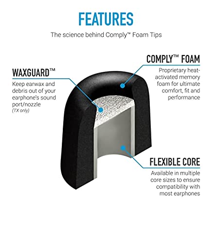 Comply Foam 200 Series Replacement Ear Tips for Bang and Olufsen, Sennheiser, Axil, MEE Audio, KZ, Bose & More | Ultimate Comfort | Unshakeable Fit| TechDefender | Small, 3 Pairs