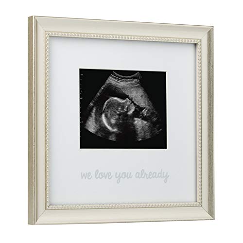 Lil Peach We Love You Already Sonogram Keepsake Frame, Perfect Keepsake for Expecting Parents, Pregnancy Announcement, Silver