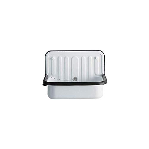 Alape Bucket Sink Wall Mounted Small Service Sink Glazed Steel Utility Sink, With Overflow, Dark Black Trim