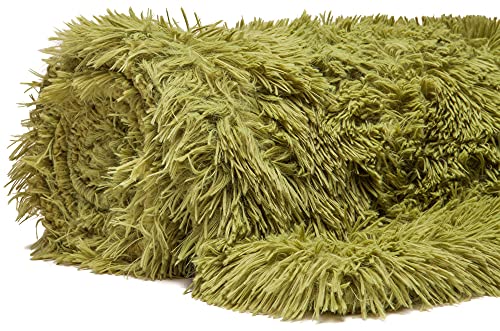 Chanasya Solid Faux Long Fur Throw Blanket - Soft, Fuzzy Throw Blanket - for Bed or Couch - 50" x 65β - Olive Green