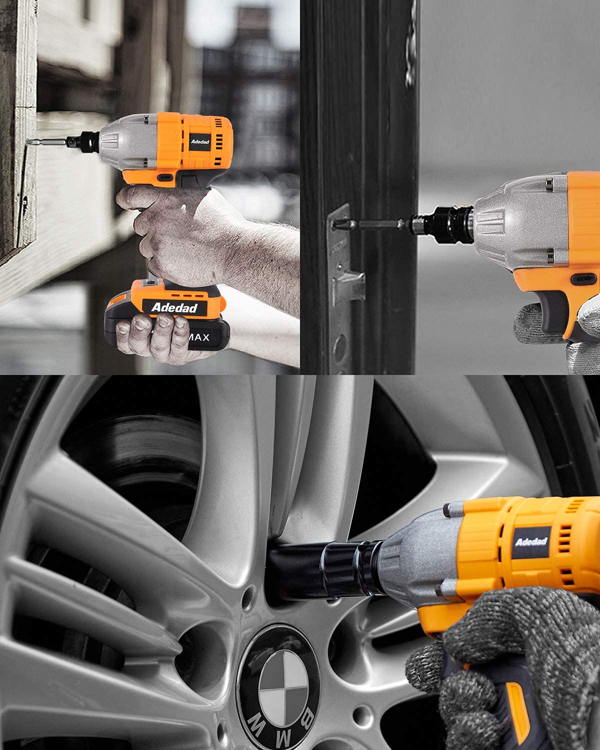 Adedad 20V Brushless 1/2 inch Cordless Impact Wrench with Battery, Fast Charger, LED Light - 240 ft-lbs Torque 3000 RPM