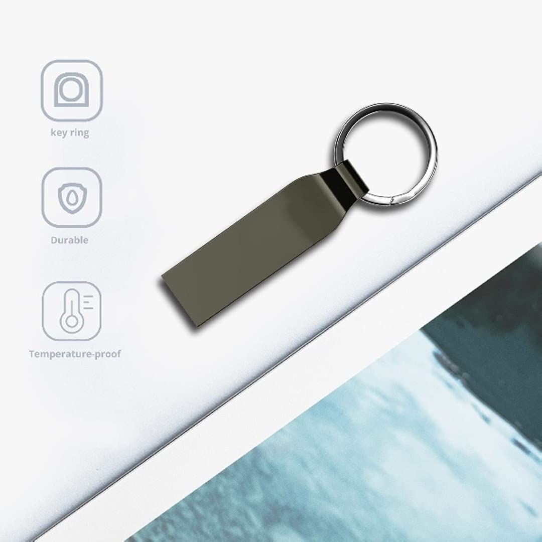 64GB USB Flash Drive Metal Thumb Drive with Keychain, Black