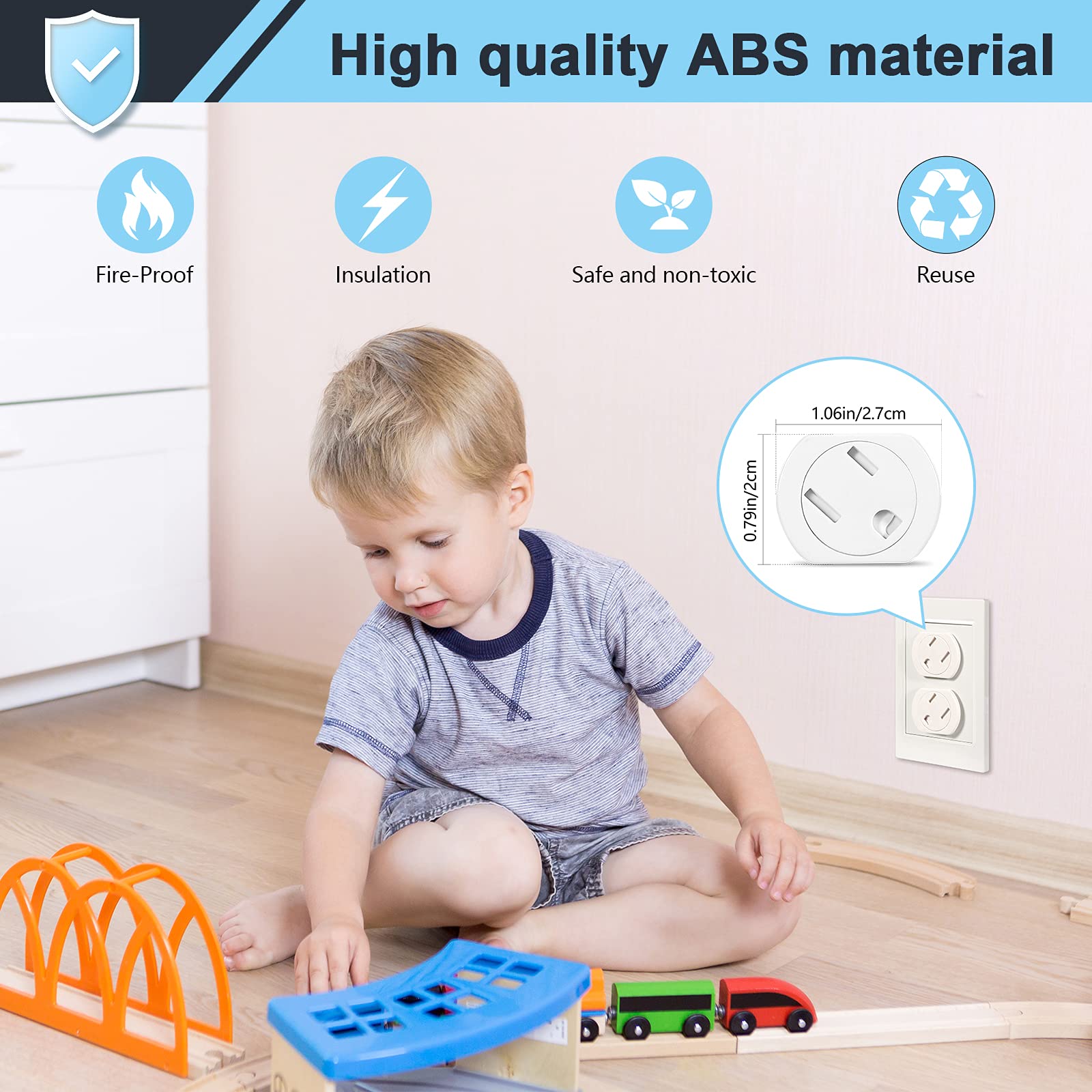 Outlet Covers Child Proof (25 Pack) Self-Closing Outlet Plug Covers Adhesive Design Baby Proof Socket Cover for Outlet Safety Electrical Outlet Protectors