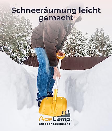 AceCamp Lightweight Collapsible Snow Shovel, Portable Adjustable Aluminum Emergency Shovel, Foldable Telescopic Winter Shovel for Car, Camping, Home