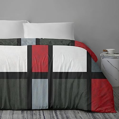 Bedding Sheet Bed Sets, Red Gray Black White Geometric Soft 3-Pieces Duvet Cover Set Comfy 1 Comforter Cover & 2 Pillowcases for All Season Twin(68"ร90")