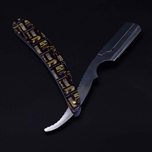 Professional Barber Straight Edge Razor - Salon Hair Cut Stainless Steel Safety Blade for Close Shaving, Navalha De Barbeiro (with 10 single edge sharp blades) (Metal handle)
