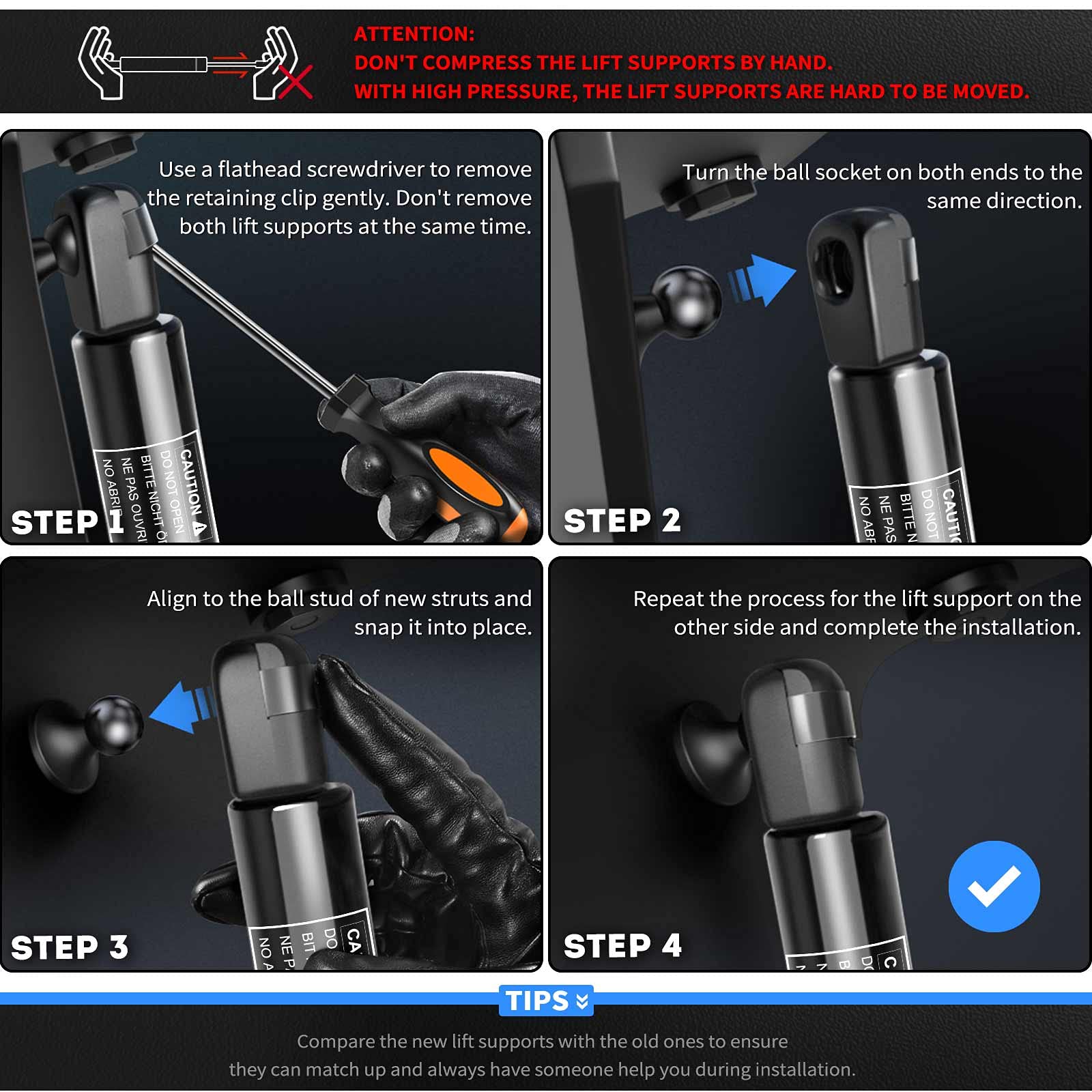 A-Premium Tailgate Assist Shock Strut Compatible with Ford F-150 2004-2014 Lincoln Mark LT 2006-2008 DZ43200