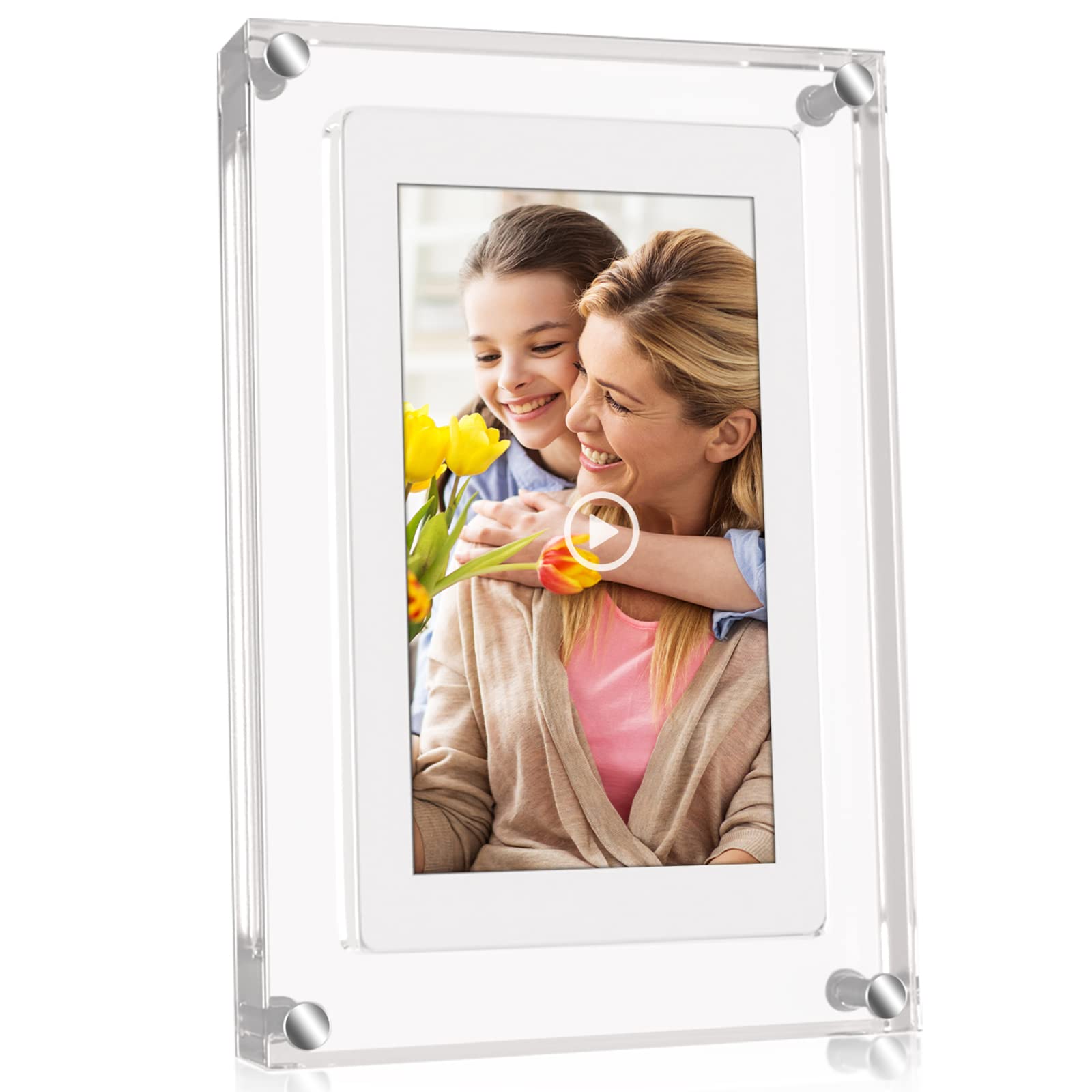 5 Inch Digital Picture Frame, Acrylic Video Frame, 1GB Memory, 1000mAh Built-in Battery, Perfect for Home Decor and Heartfelt Giftsβ¦