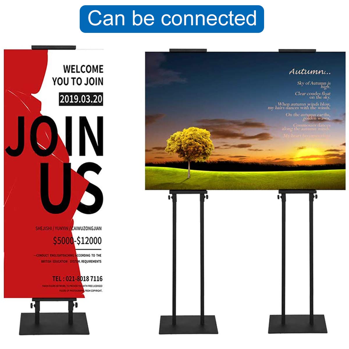 KOOV Poster Stand, Sign Holder Floor Stand, Double Sided Banner Stand with Non-Slip Base, Metal Heavy Duty Poster Board Stand, 75 Inches Height Adjustable Standing Sign Holder for Board Foam Display