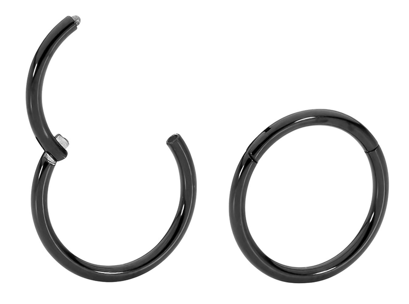 365 SLEEPERS 2PCS 18G Surgical Steel 6mm - 10mm Hinged Hoop Segment Nose Septum Tragus Helix Lip Ring Unisex Sleeper Earrings