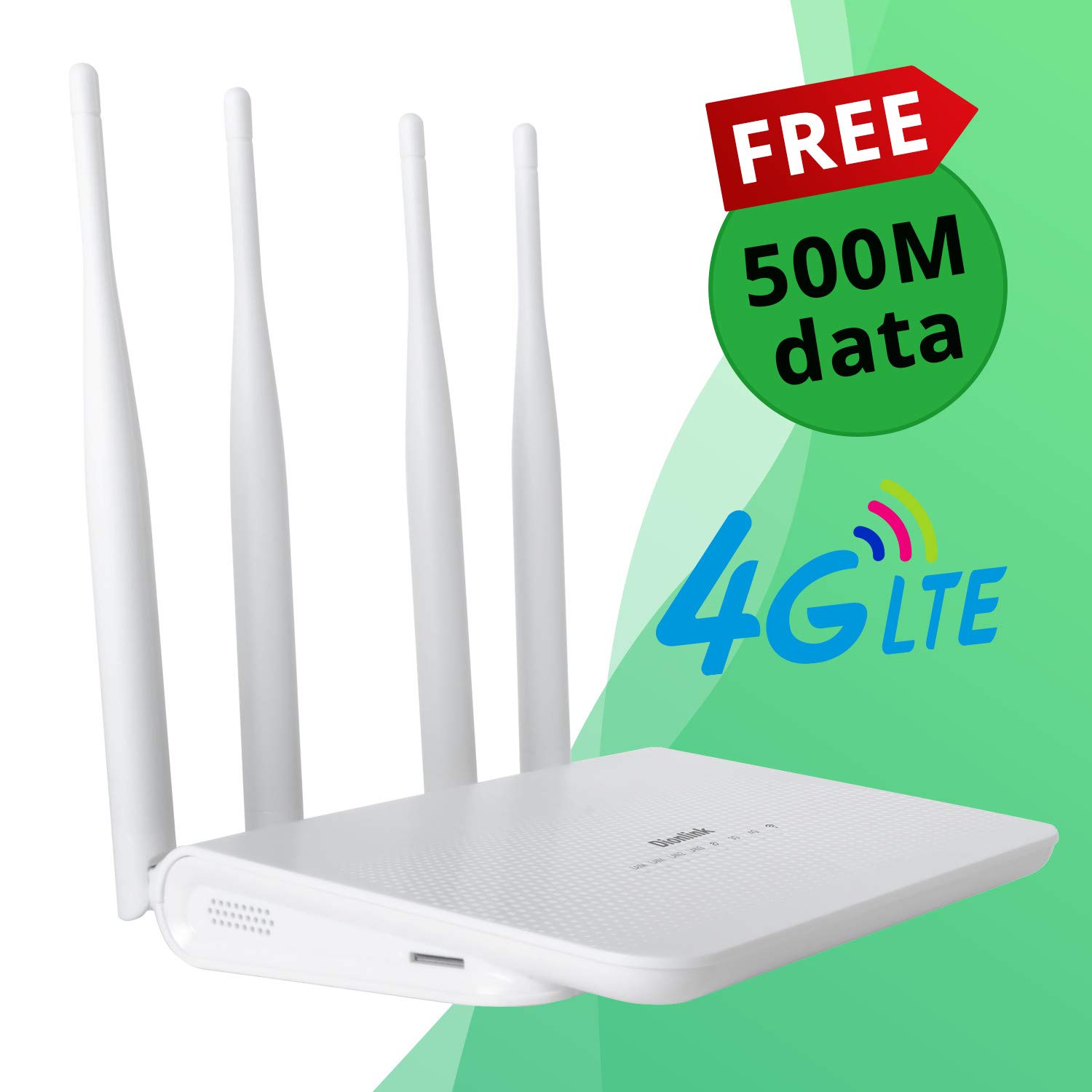 Dionlink 4G LTE CPE Unlocked 4G Wireless WiFi Router with SIM Card Slot-300Mbps WiFi Hotspot Router,Support T-Mobile and ATT (4 Antenna)