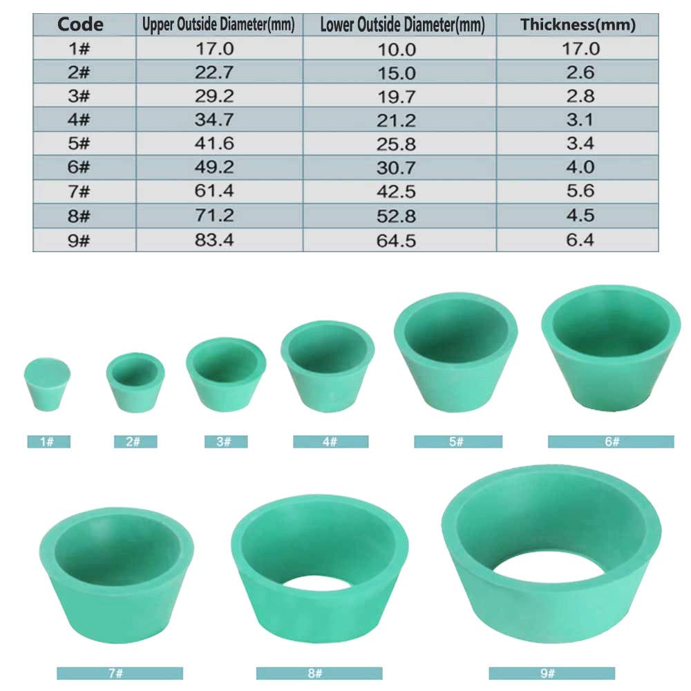 MEETOOT Suction Bottle Pad Silicone Funnel Holder Kit 9 in 1 Buchner Funnel Flask Adapter Green Rubber Filter Gasket Seal Ring Tapered Collar