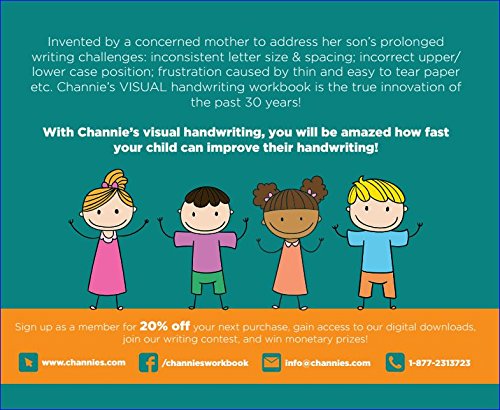Channie’s Quick & Neat Alphabet Writing Pad, Practice Handwriting & Printing Workbook, 80 Pages Front & Back, 40 Sheets, Grades PreK – 1st, Size 8.5” x 11”