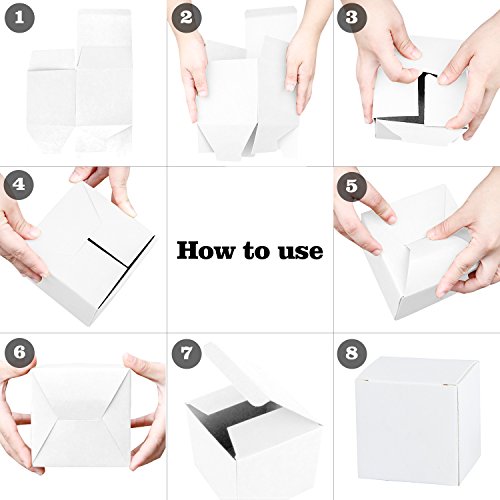 LaRibbons 20Pcs Recycled Gift Boxes - 6 x 6 x 6 inches White Paper Box Kraft Cardboard Boxes with Stickers Cotton String, Perfect for Party, Wedding, Gift Wrap