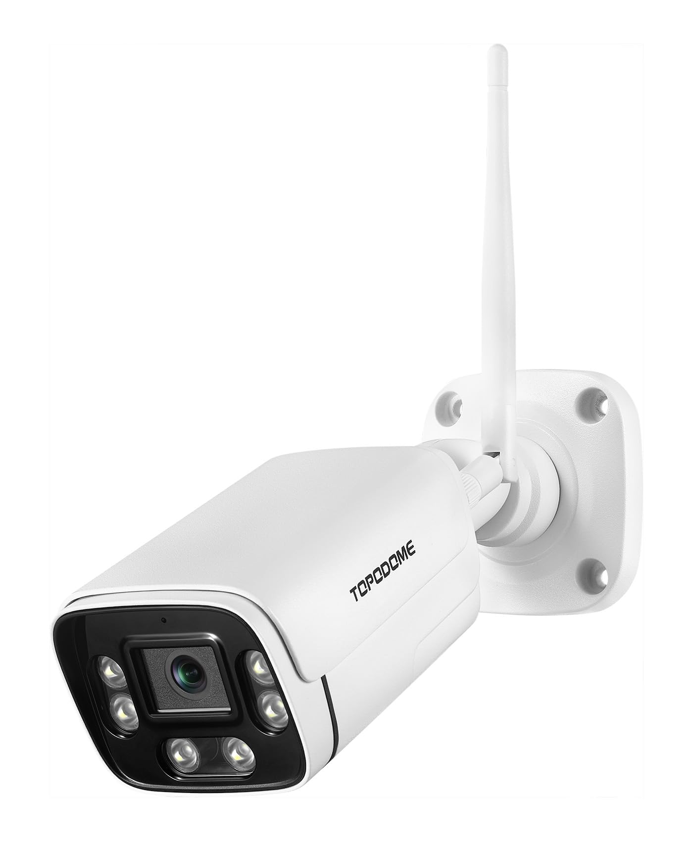Topodome Wi-Fi Bullet Security Camera Outdoor,1080P RTSP IP WiFi Surveillance Camera, Humanoid Detect/ 2-Way Audio/Siren Alarm/SD Card/Night Vision, Weatherproof IP66 Metal Case (White)
