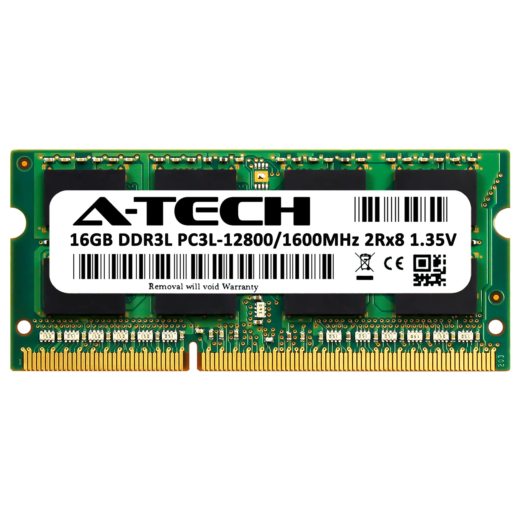 A-Tech 16GB RAM Replacement for CT204864BF160B | DDR3/DDR3L 1600MHz PC3L-12800 (PC3-12800) CL11 SODIMM 2Rx8 1.35V Non-ECC SO-DIMM 204-Pin Laptop, Notebook Memory Module