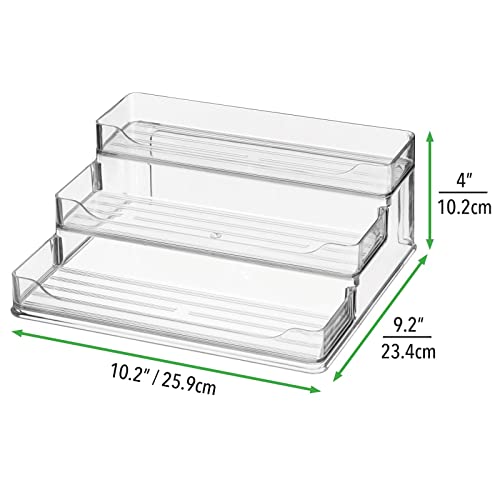 mDesign Plastic Kitchen 3-Tier Spice Rack Holder, Storage Organizer for Cabinet, Counter, Pantry, Shelf, Hold Spices, Seasoning, Jars, Canned Food, Appliances - Ligne Collection - 2 Pack - Clear