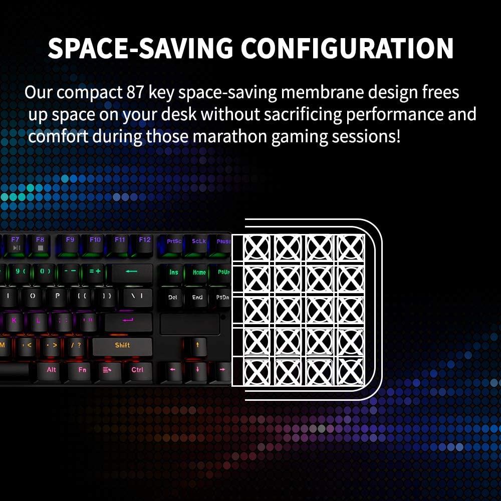 STOGA Mechanical Gaming Keyboard, Anti Ghosting USB Wired Gaming Keyboard with 87 Keys, Alloy Base, 10 Kinds of Backlight Modes LED Backlit