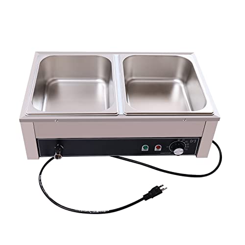 BANLICALI 2-Pan Chafing Dish, 1500W Stainless Steel Electric Chafing Dish Buffet Set, Commercial Chafers Catering Buffet Servers with Lid, Tray & Steam Warmers for Homes Restaurants Silver 110V