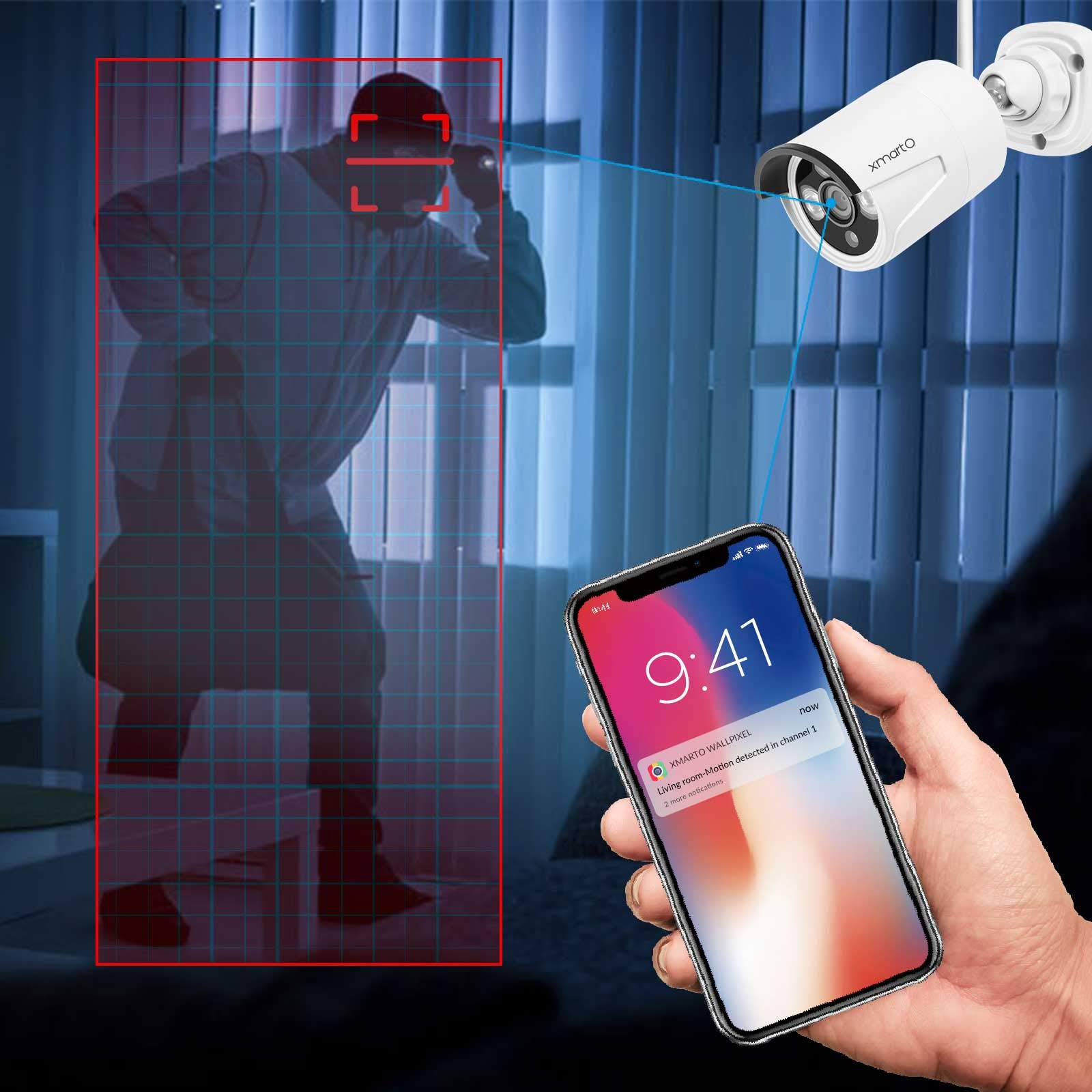 xmartO WB2024-W 2K 3MP Super HD WiFi Home Security Camera with Built-in Microphone (add-on Camera with 3.6mm Lens,Pack of 2, Requires 5MP NVR to Work)