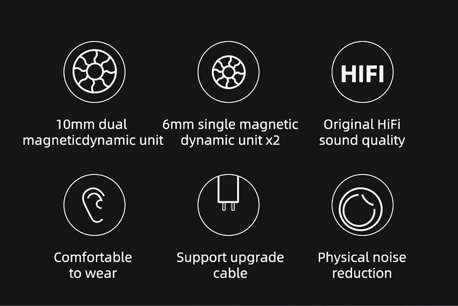 KZ DQ6 Array type three-unit dynamic in-Ear Headphone, HIFI Stereo Noise Isolating Sport IEM Wired Earphones/Earbuds/Headphones with Detachable Cable (without Mic, Grey)