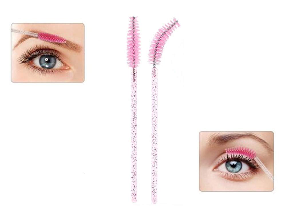 SINEN 50 PCS Disposable Eyelash Brush Mascara Brushes Makeup Brushes Kits for Eye Lashes Extension Eyebrow and Makeup (Crystal Pink)