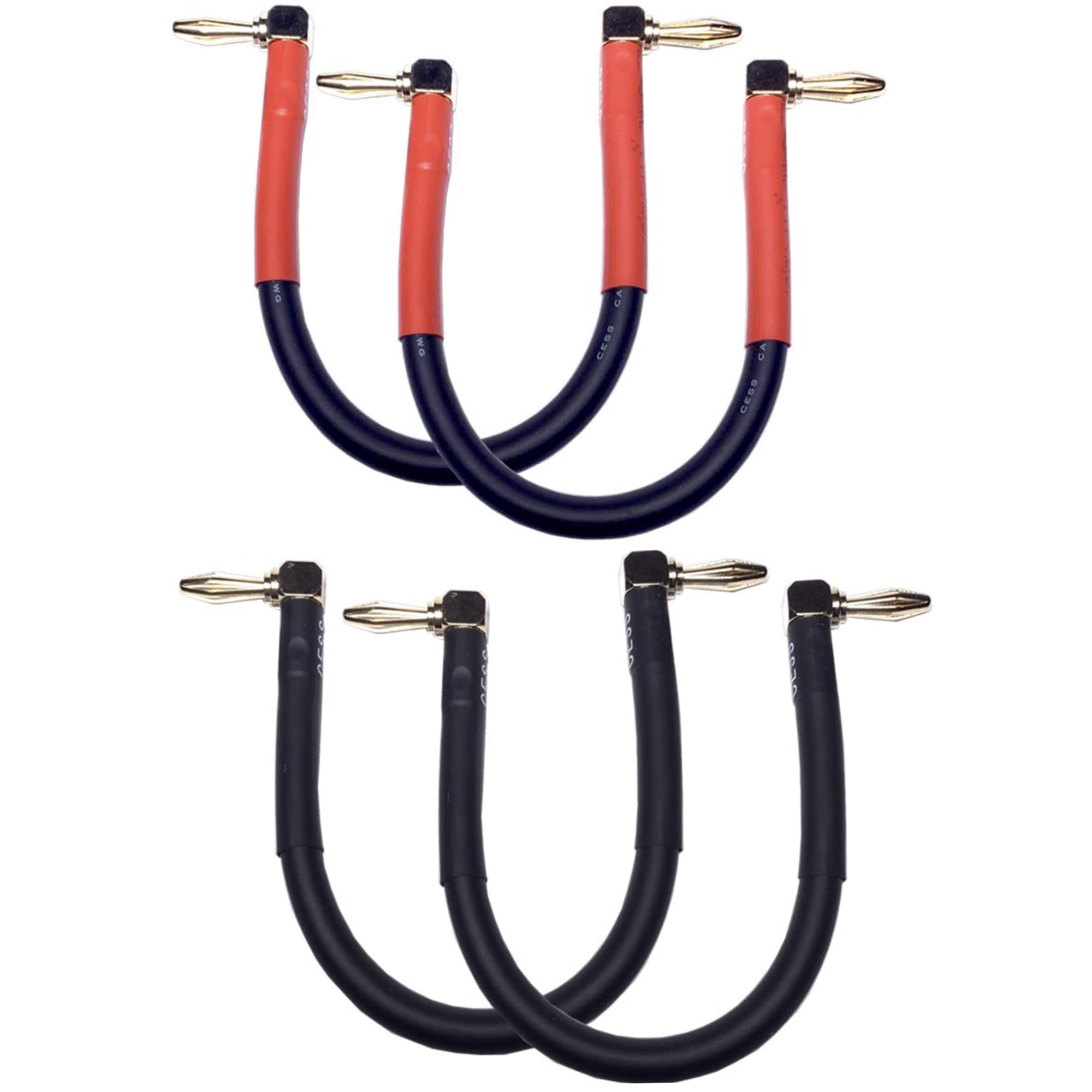 CESS-138-6i Right Angle Banana Plug Jumper Cable, Speaker Jumpers, (90 to 90, 6-INCH)
