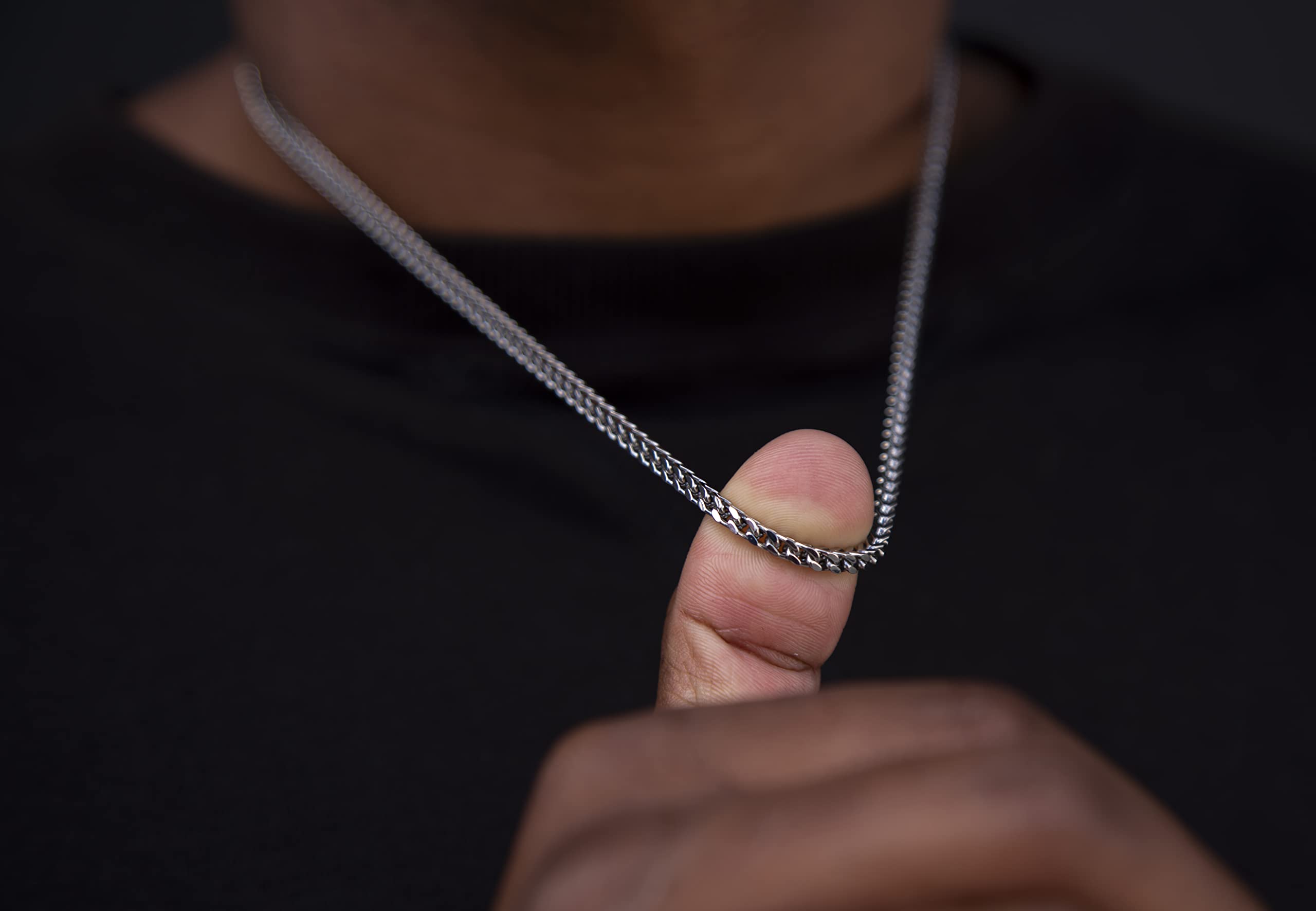 3MM Franco Chain Necklace 16" 18" 20" 24" - White Gold (18)