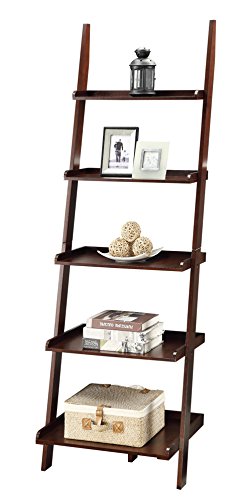 Convenience Concepts 5 shelves, American Heritage Bookshelf Ladder, Espresso, 72.75" x 25"