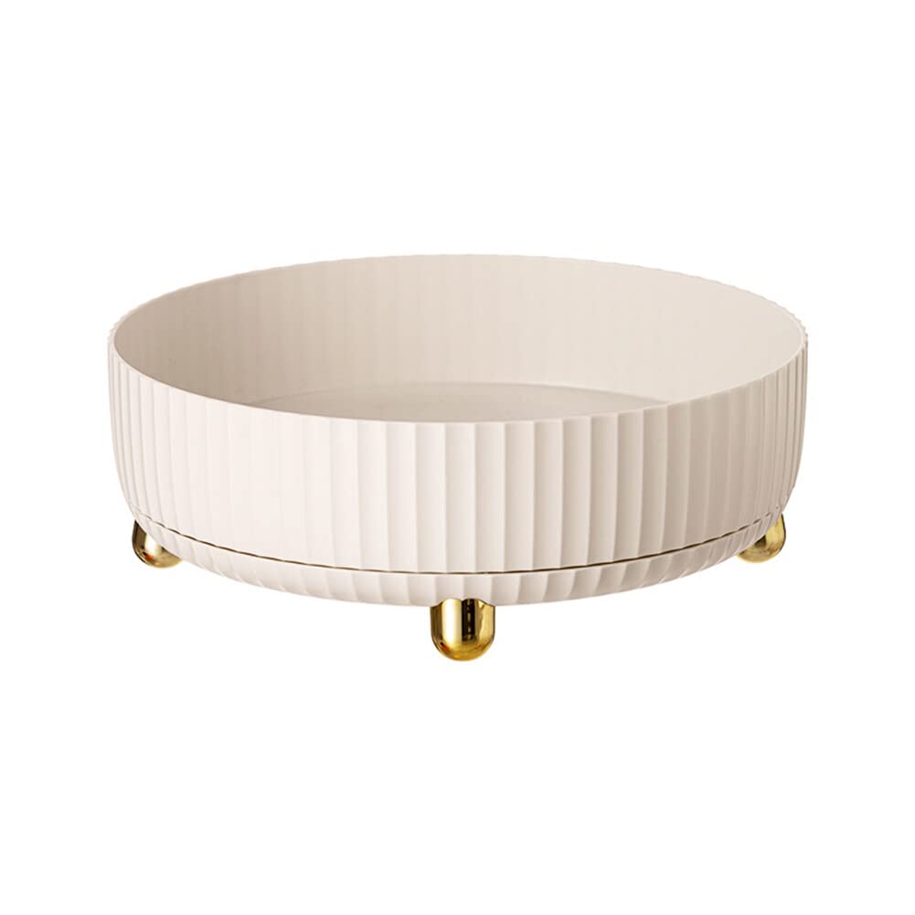 360° Rotating Lazy Susan, Makeup Organizer,Turntable Organizer for Cabinet, Rotating Storage Tray Round Turntable Storage Tray for Vanity Bathroom Kitchen Organized, Cosmetics, Condiment White L