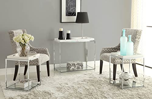 Convenience Concepts Palm Beach Coffee Table with Shelf and Removable Trays, White