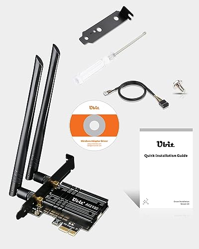 WiFi Card, Ubit Tri-Band 5400Mbps WiFi 6E 6GHz PCIe WiFi Card, BT 5.2, AX210 Wireless WLAN Adapter with MU-MIMO,OFDMA,Ultra-Low Latency, Supports Windows 10/11 (64bit)