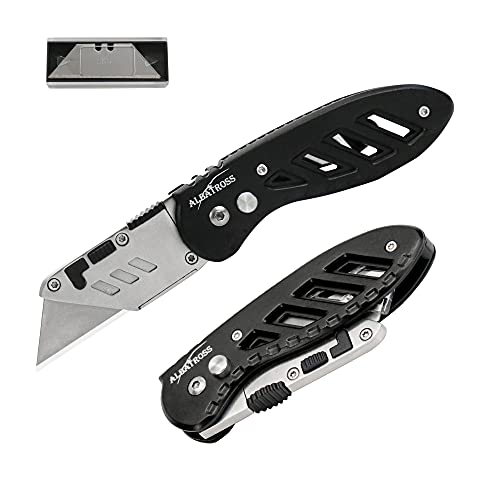 ALBATROSS UPK001 Utility Knife,Quickly Change Blades, Black Folding Pocket Knife Used for Cartons, Cardboard and Boxes