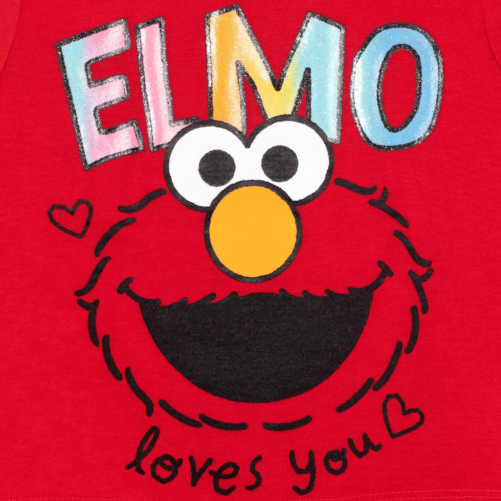 Sesame Street Elmo Infant Baby Girls Graphic T-Shirt Mesh Skirt and Scrunchie 3 Piece Outfit Set Red/Rainbow 18 Months