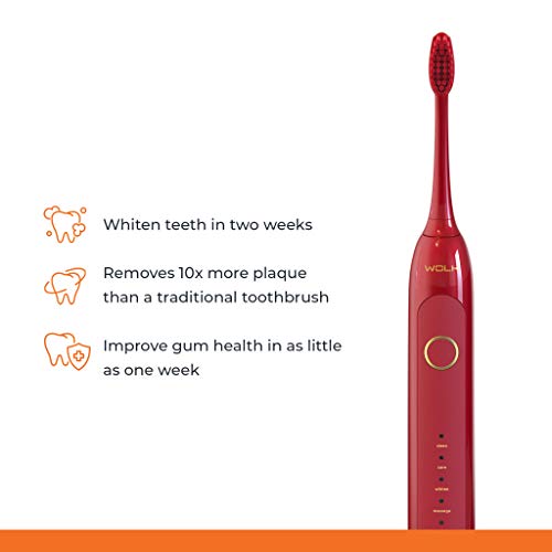 Wolk T6421 Ultra Whitening Toothbrush with Pressure Sensor & 5 Brushing Modes, 8 Dupont Brush Heads, Premium Travel Case, Rechargeable.