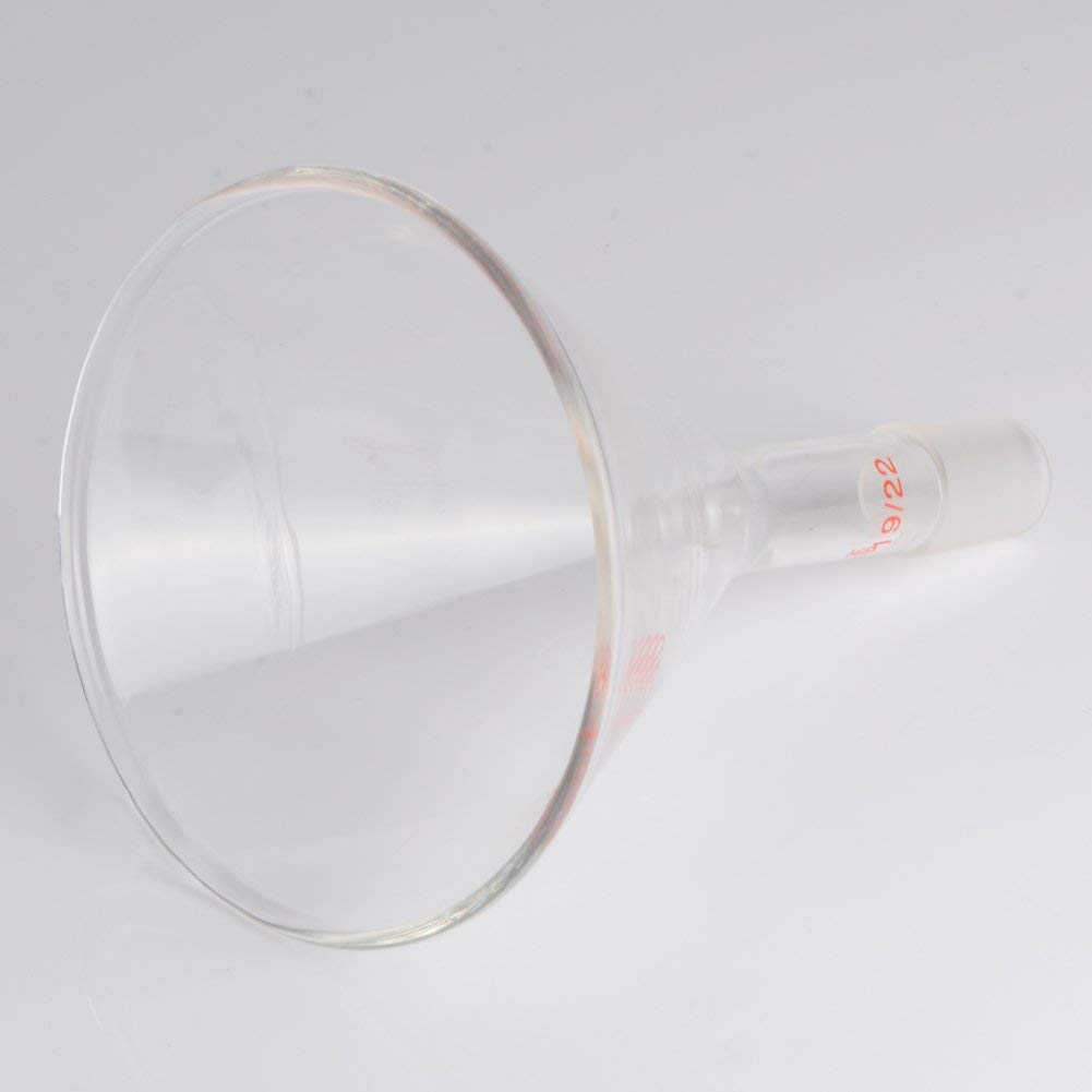 StonyLab Glass Short Stem Powder Funnel with 100 mm Top O.D. and 19/22 Inner Joint Filter Funnel Glass Funnel