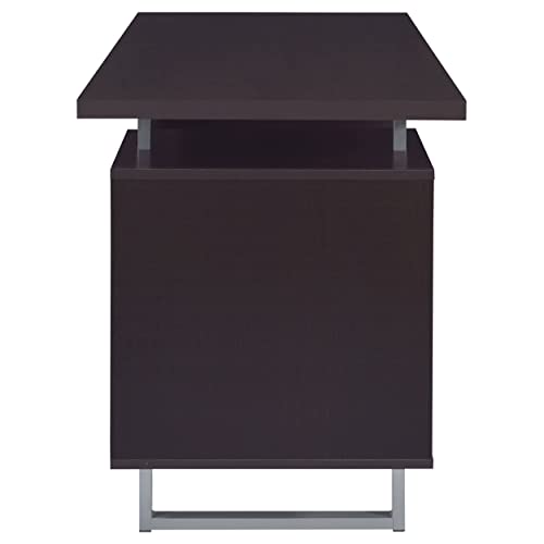 Coaster Furniture Lawtey Modern Contemporary 2 Drawer Home Office Writing Desk Storage File Cabinet Silver Metal Frame Cappuccino Brown 801521
